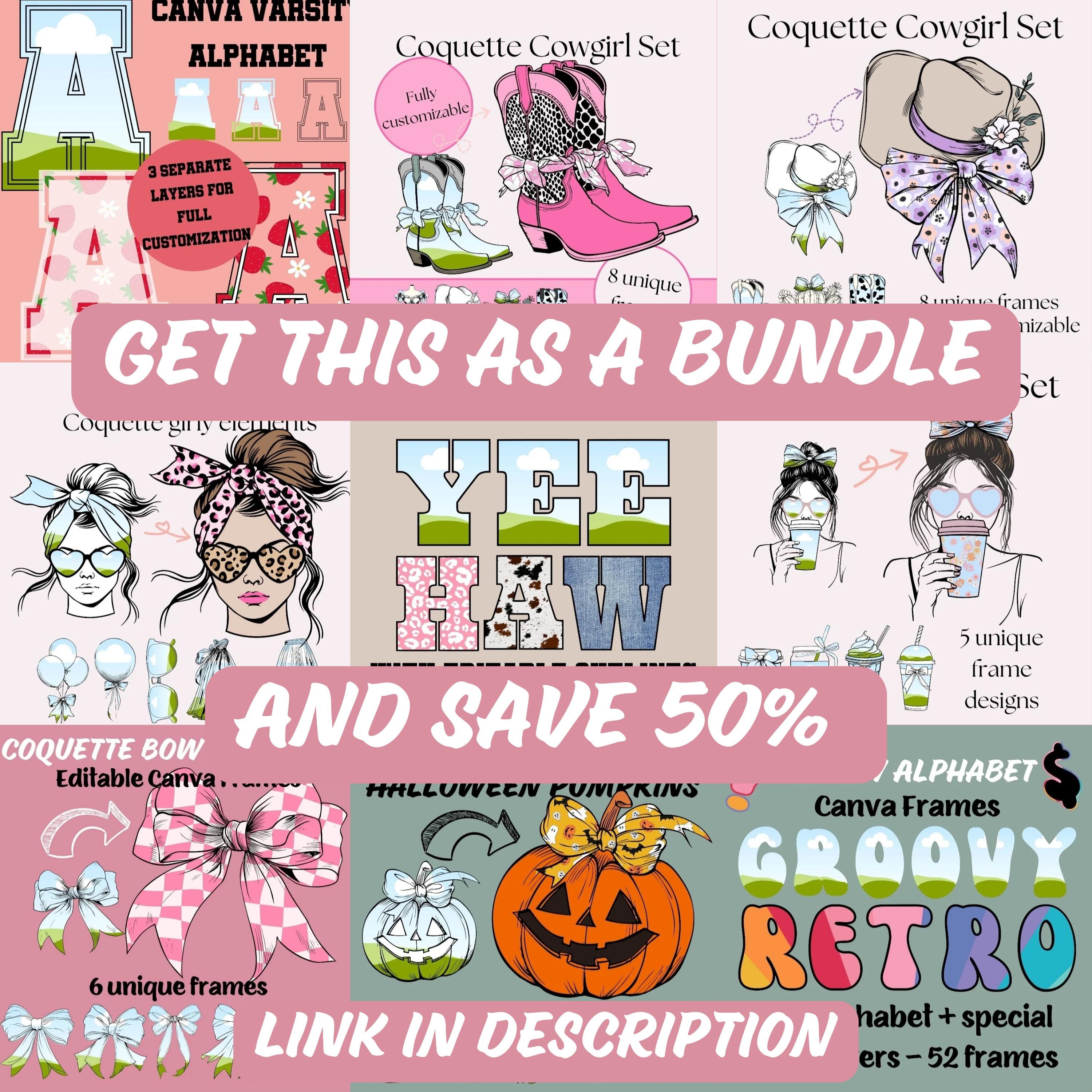 Cute Iced Coffee Canva Frame Template, Coquette Style Girly Heart ...