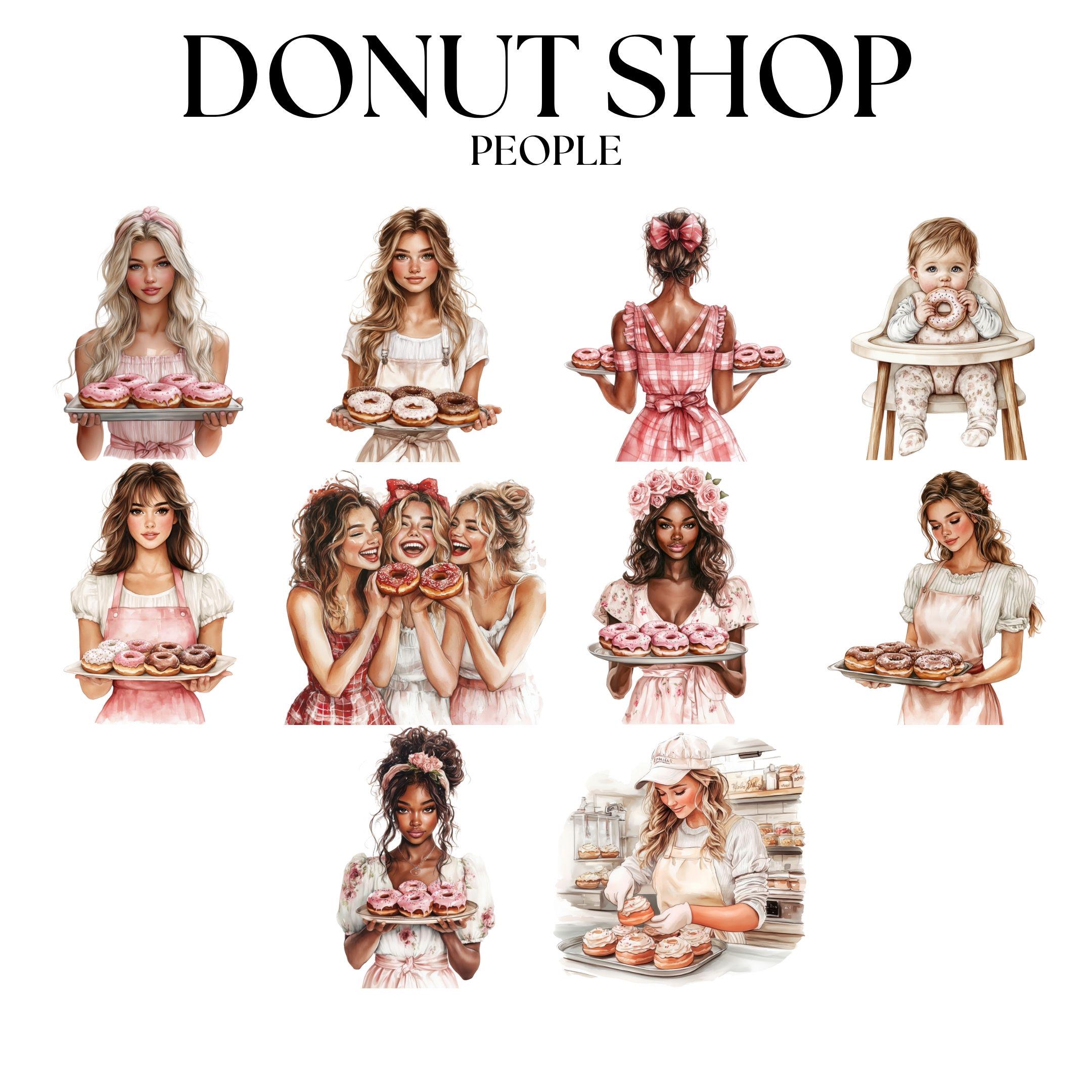 Donut Shop Clipart Bundle: Watercolor Sweets, Coffee, and Cake (73 PNG ...