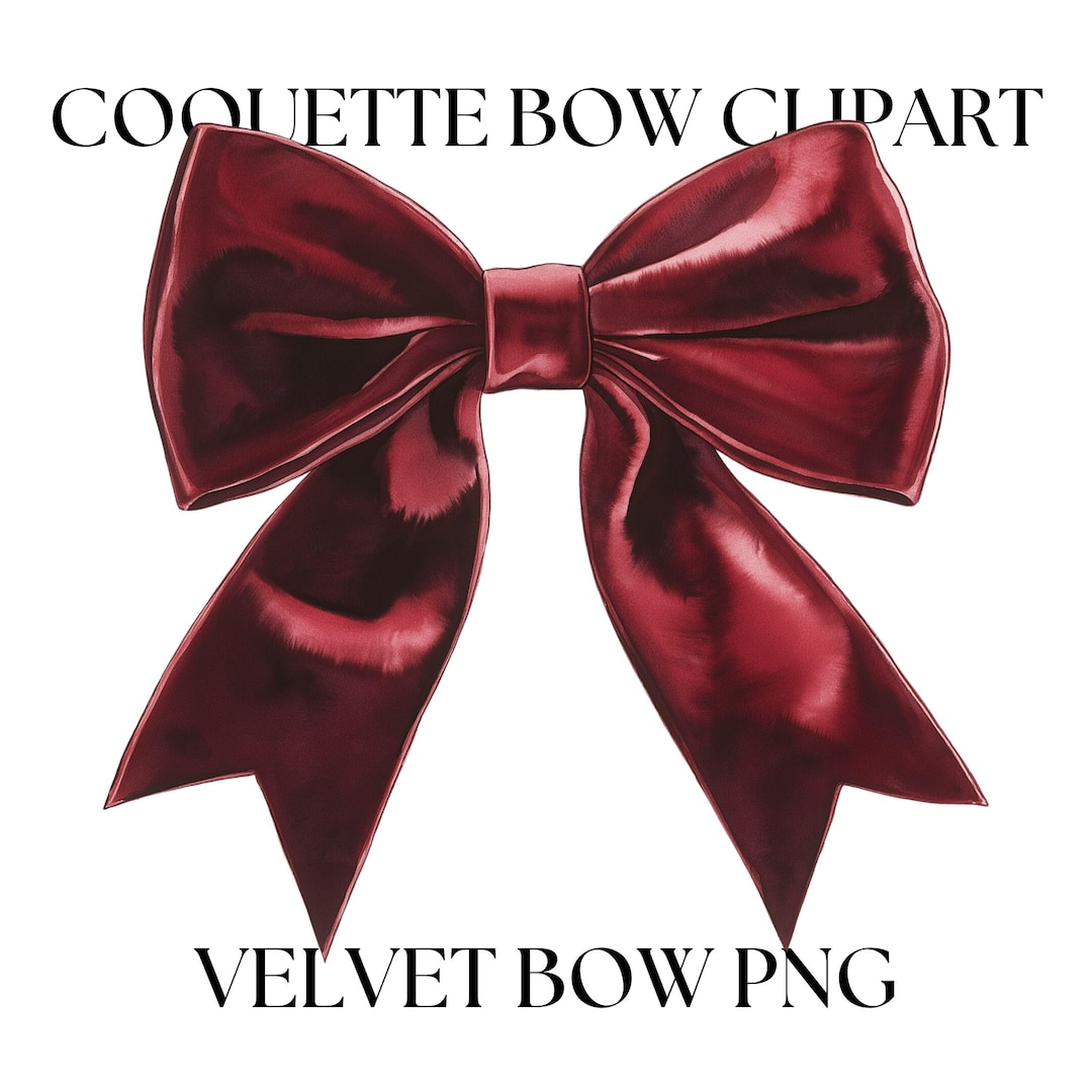 Red Coquette Bow PNG, Maroon Velvet Bow PNG, Winter Christmas Ribbon ...