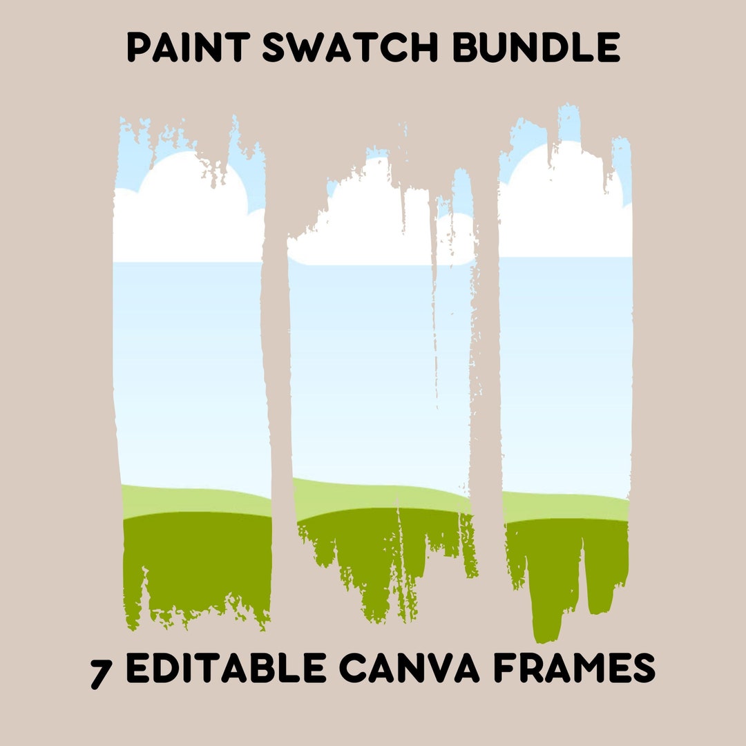 Paint Swatch Canva Frame Bundle: 7 Abstract Grunge Brushstroke ...