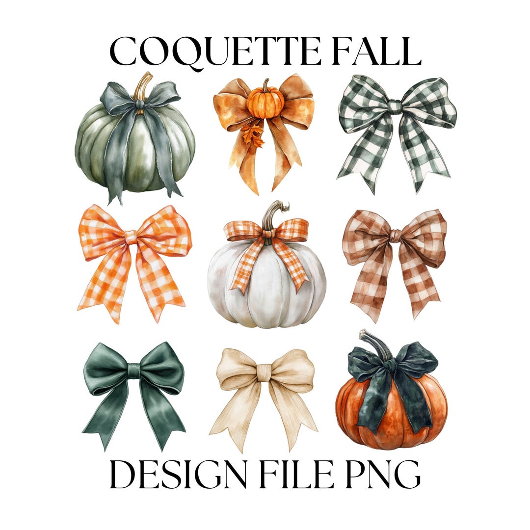 Coquette Pumpkins & Bows Collage Png, Thanksgiving Fall Vibe Png, Give ...