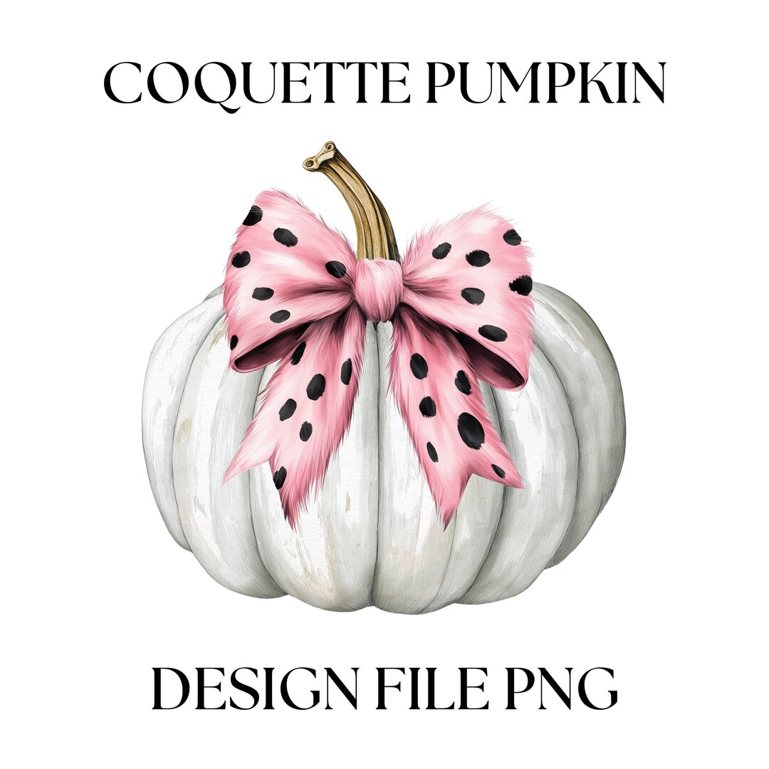 Coquette Pumpkin Clipart: Pink Bow, Black Spots (PNG) - Etsy