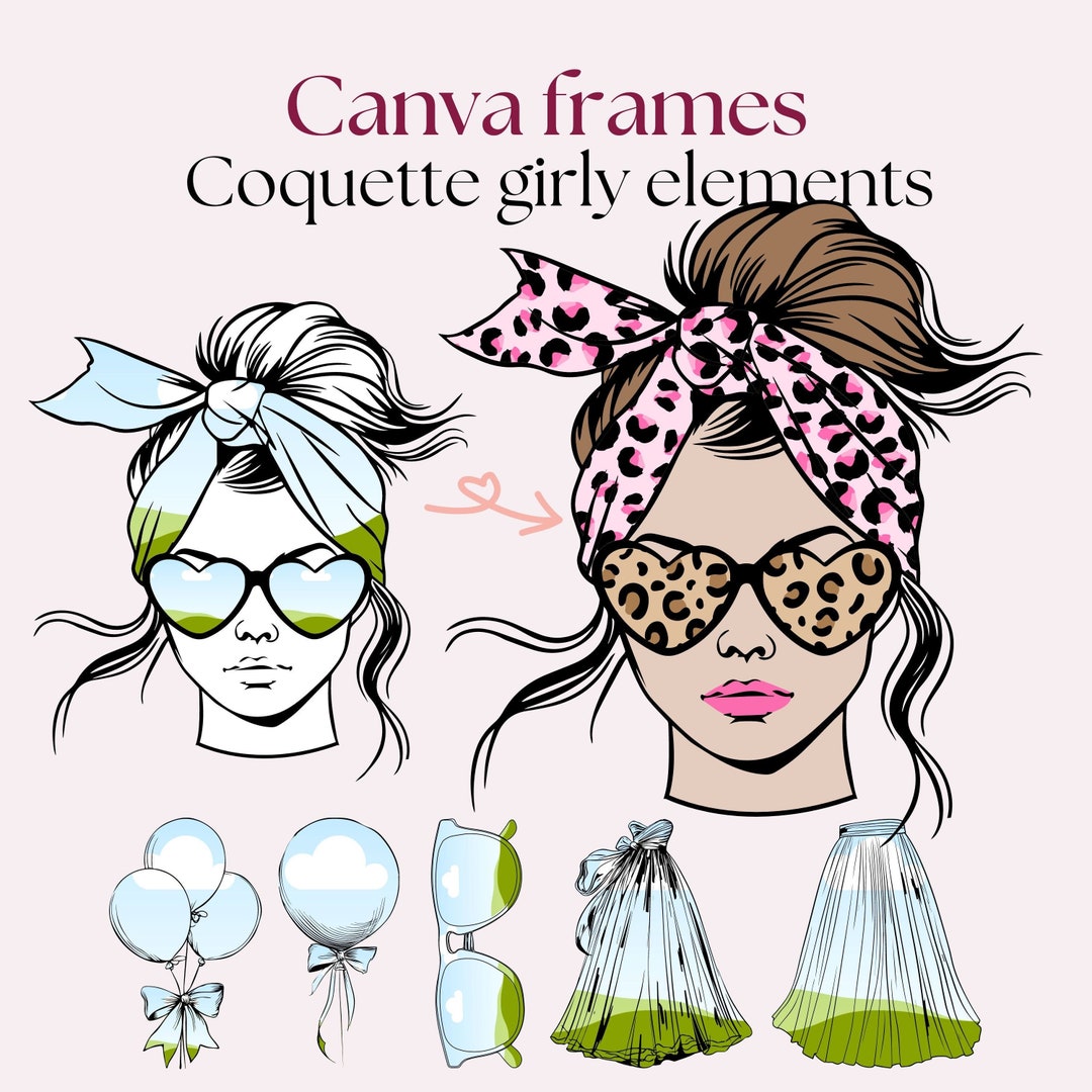 Coquette Girly Elements Canva Frames - Customizable Frames With Trendy ...
