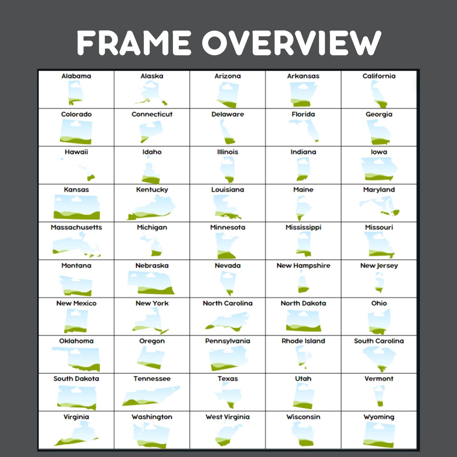 USA Canva Map, Editable US States Canva Template, Individual American ...