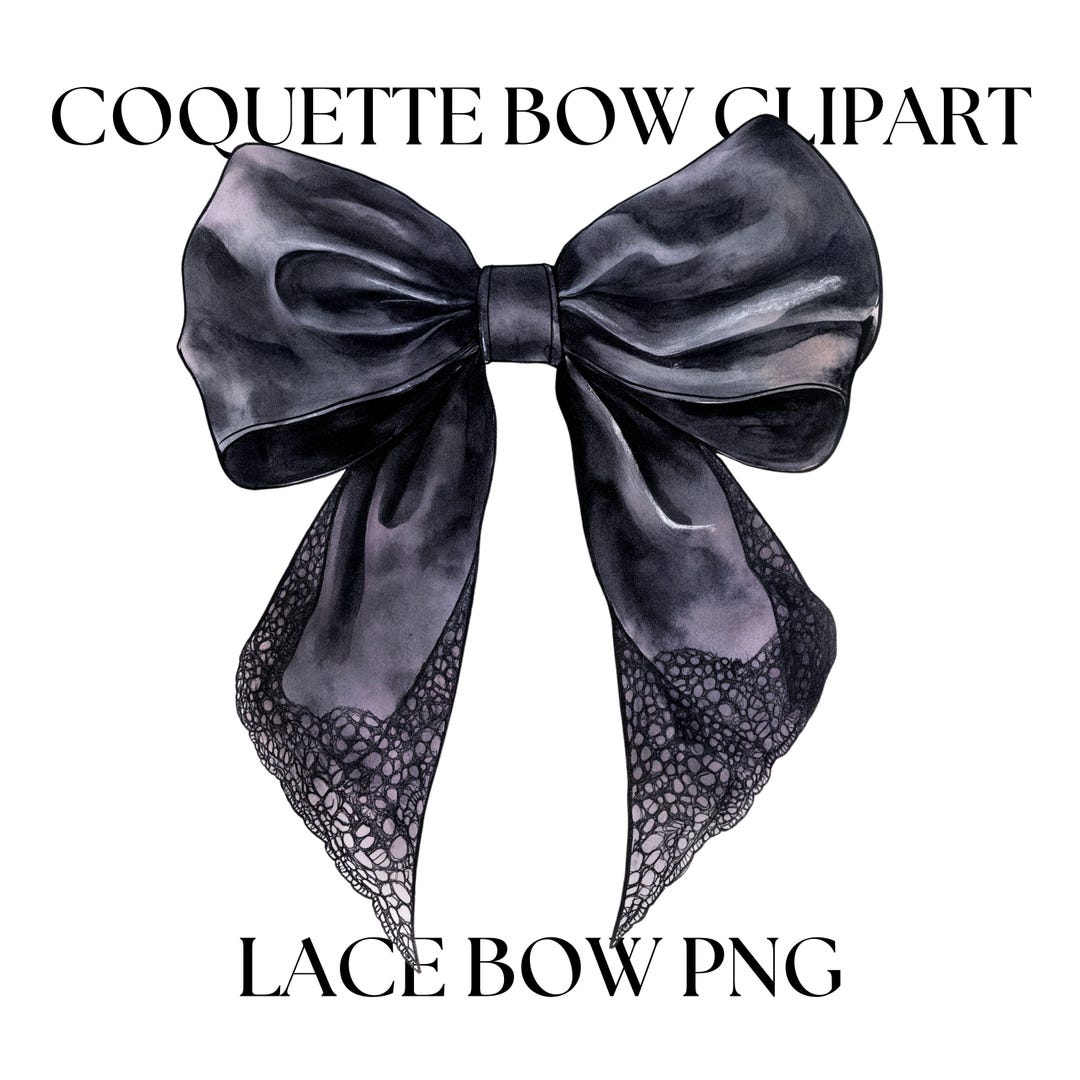 Black Bow PNG, Black Coquette Lace Bow PNG, Gothic Vintage Lace Ribbon ...