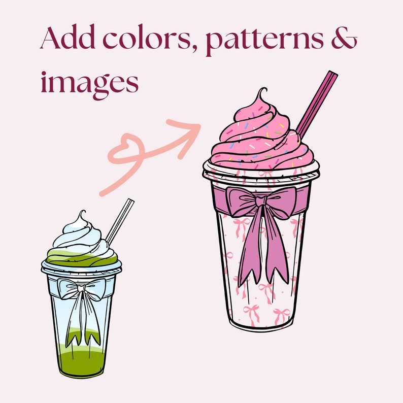 Cute Iced Coffee Canva Frame Template, Coquette Style Girly Heart ...