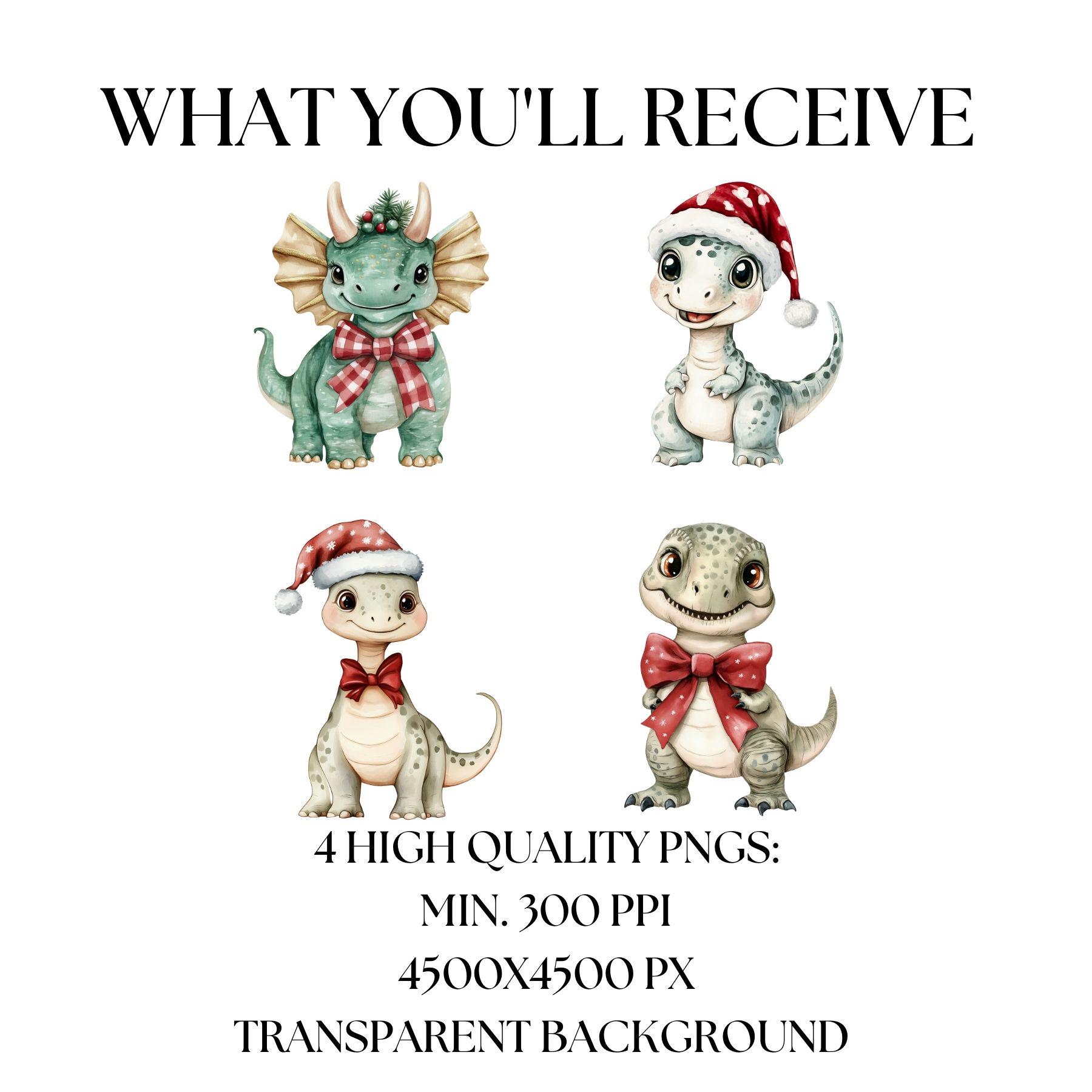 Christmas Dinosaur Watercolor Clipart Bundle (PNG) - Etsy