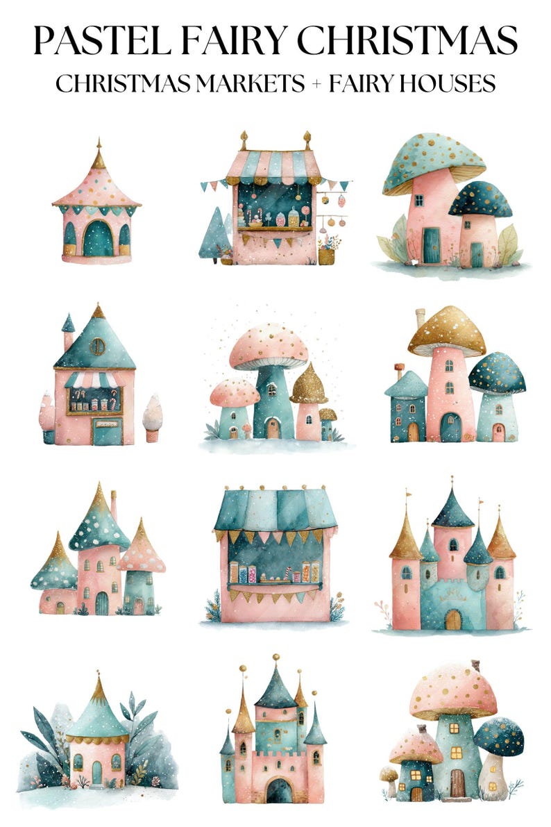 Pastel Fairy Christmas Clipart Bundle: Watercolor Graphics) - Etsy