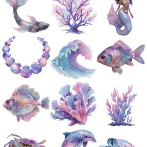 Mermaid Magic Clipart Bundle | 60 PNG Mermaid Illustrations | Fantasy ...
