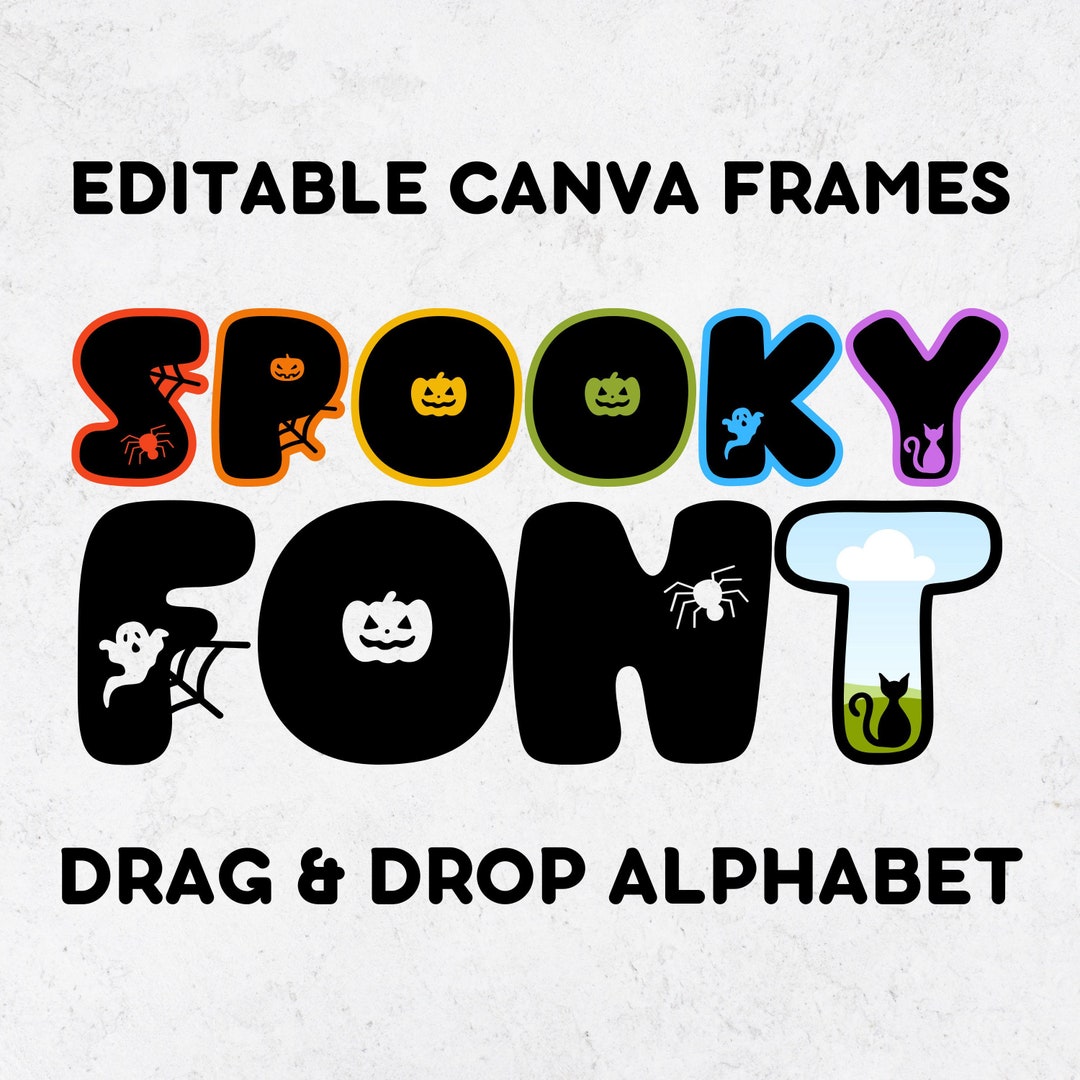 Spooky Canva Letter Frames: Halloween Clipart Font (PNG, SVG) - Etsy