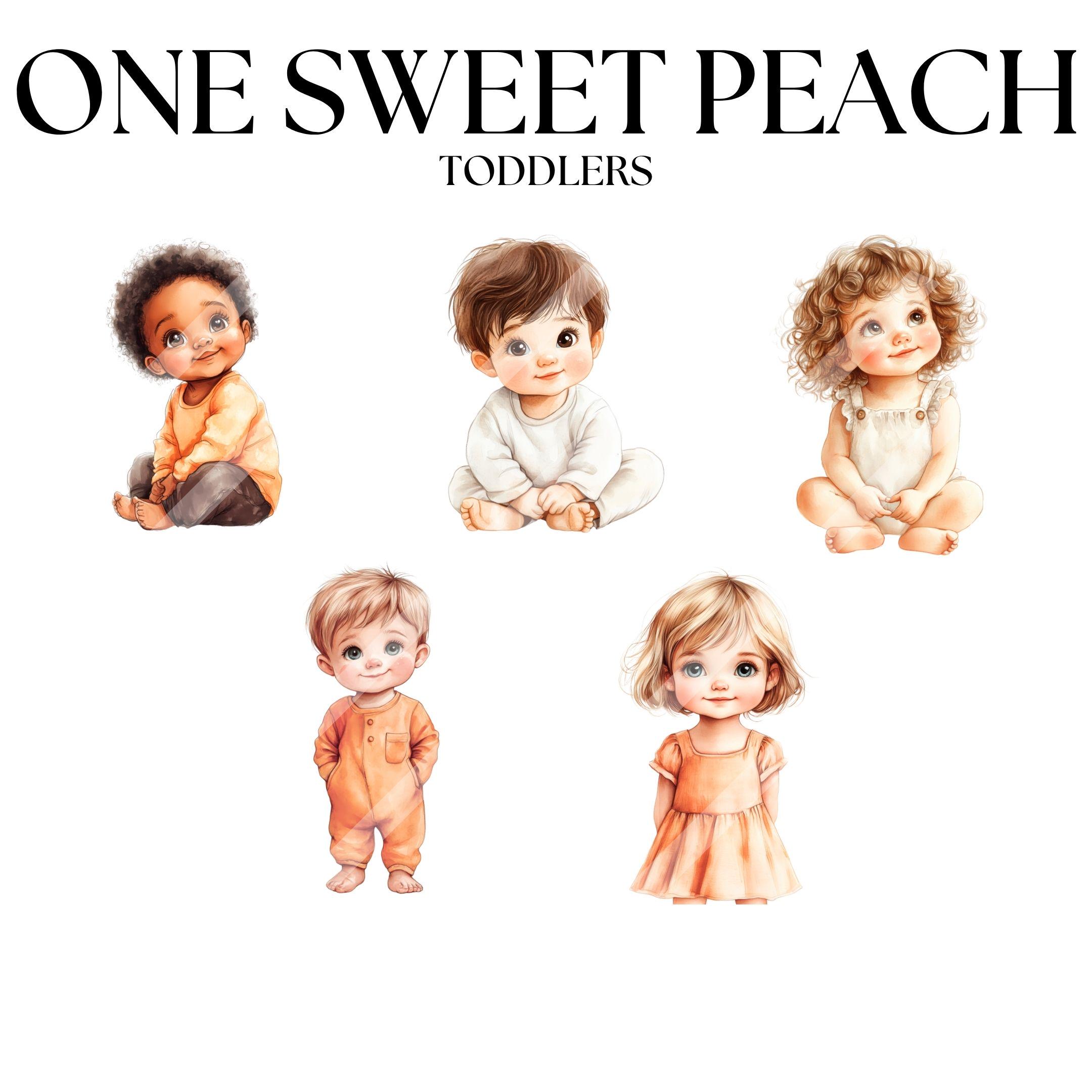 Peach Clipart Bundle: Watercolor Birthday Party Designs (75 PNG Files ...