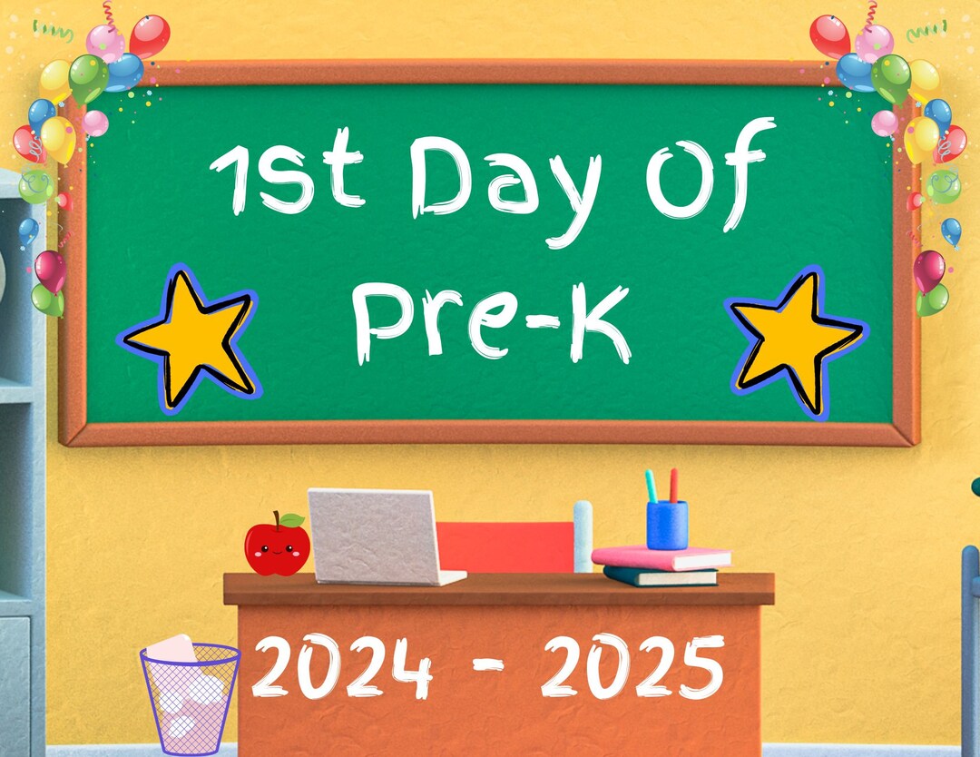 1st Day of Pre-k Printable Sign Instant Digital Download - Etsy