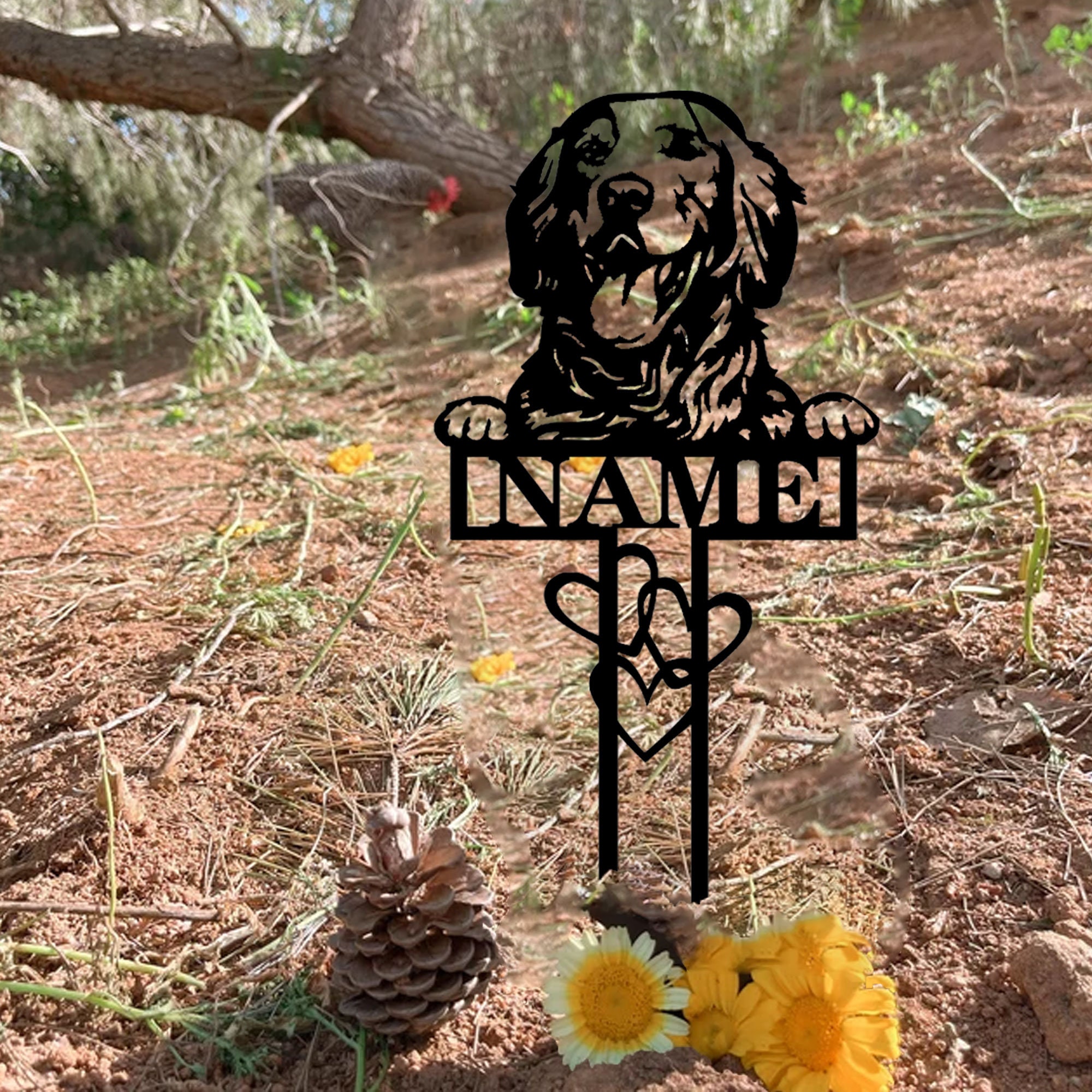 Golden Retriever Loss, Custom Memorial Metal Sign, Pet Grave Marker ...