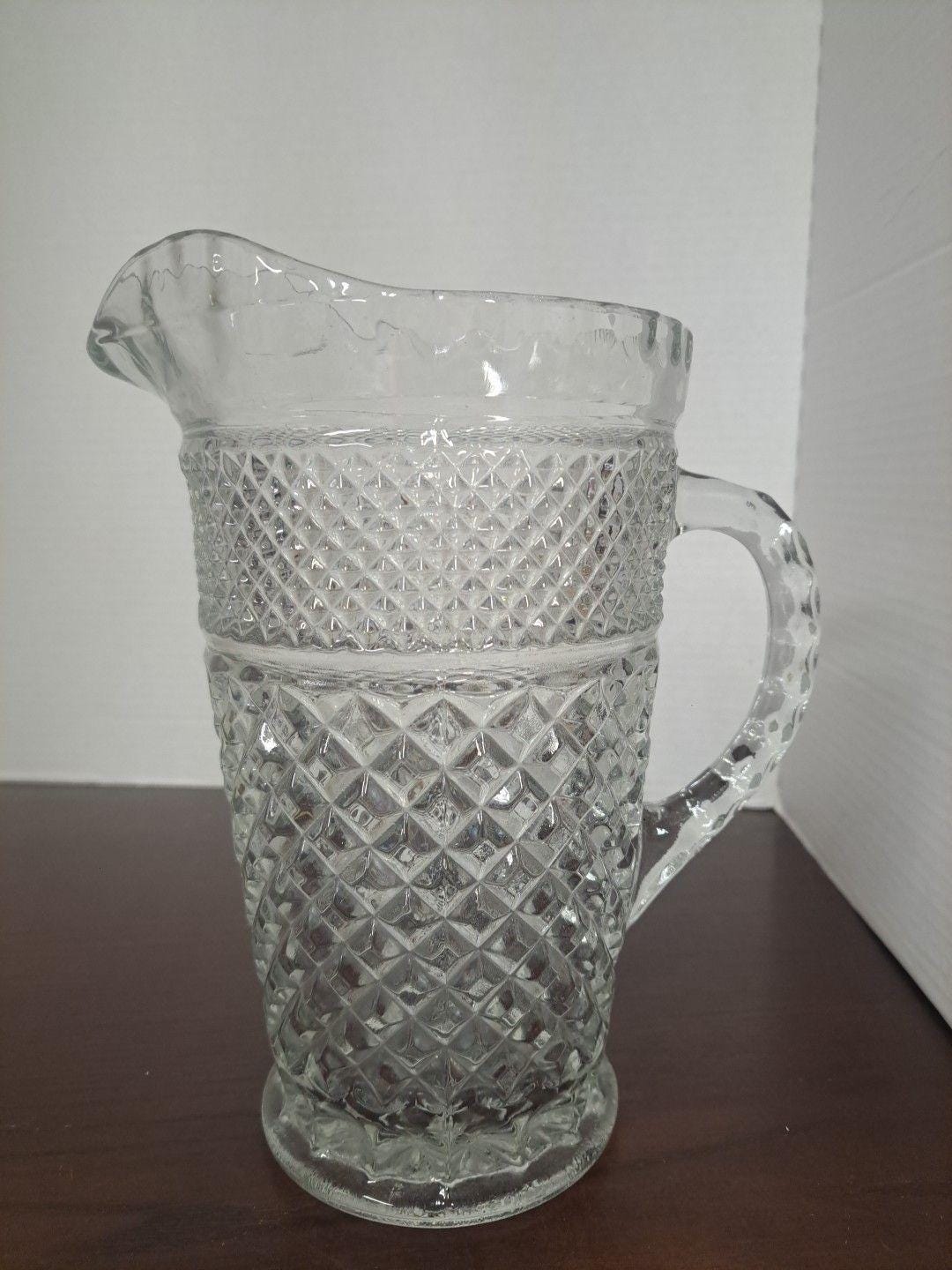 Vintage Anchor Hocking Wexford 64oz Diamond Point Pressed Glass Pitcher ...