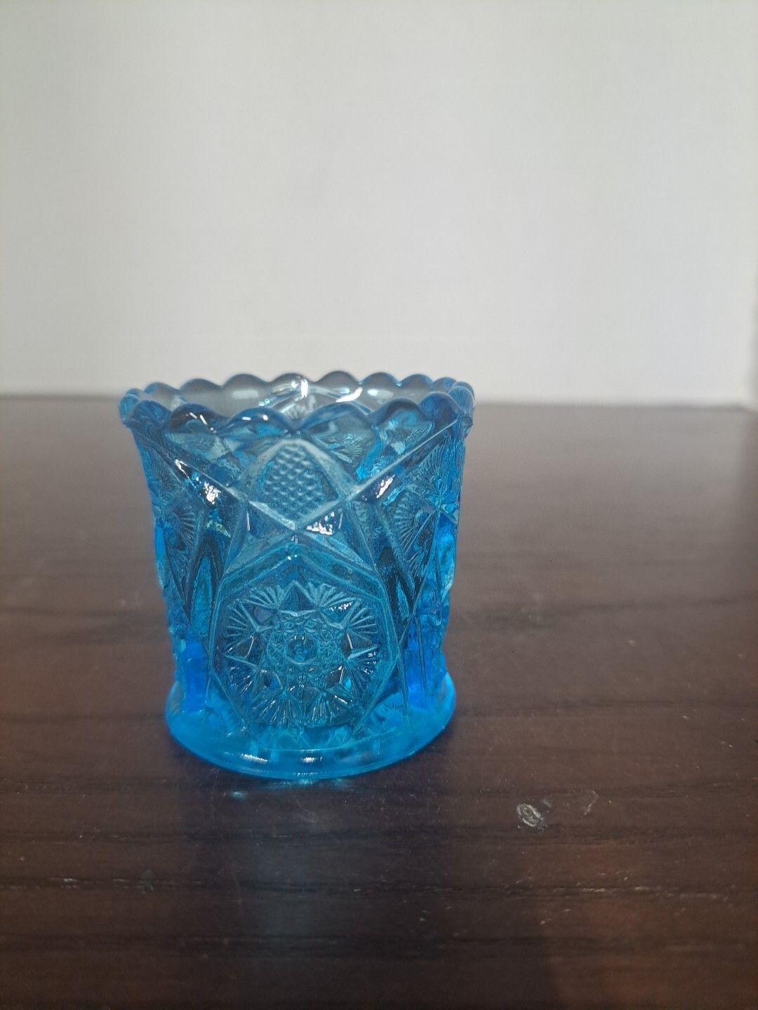Vintage Kemple Glass Yutec Ultra Blue Toothpick Holder - Etsy