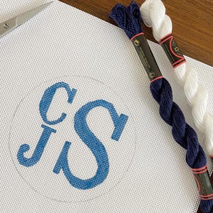 Hand-painted Stacked Monogram NDLPT 18 Count Canvas - CANVAS ONLY, No ...