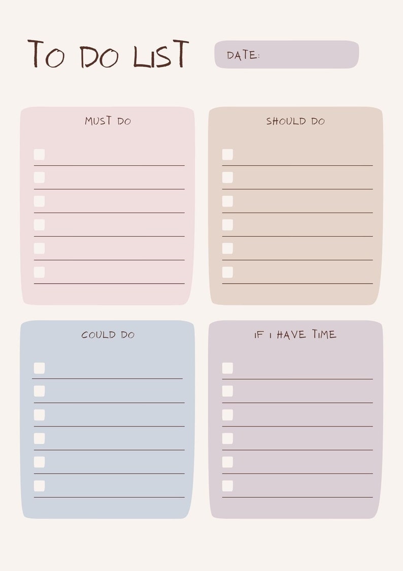 Daily to Do List, A4, Printable, Download PDF, Set Priorities, Daily ...