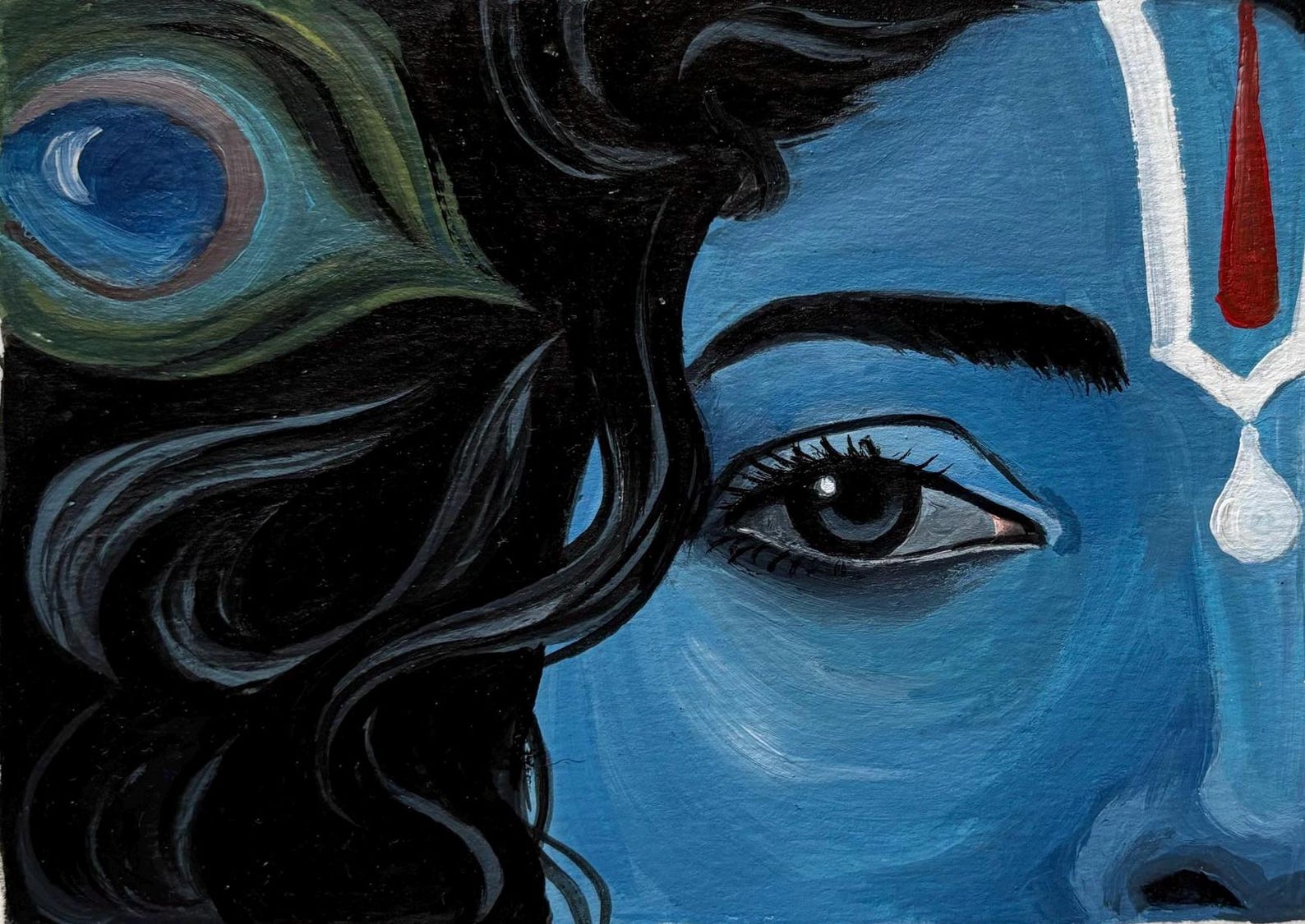 Mystical Krishna Eye , Handmade Acrylic Painting for Home Decor, Wall ...
