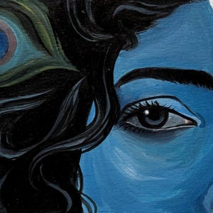 Mystical Krishna Eye , Handmade Acrylic Painting for Home Decor, Wall ...