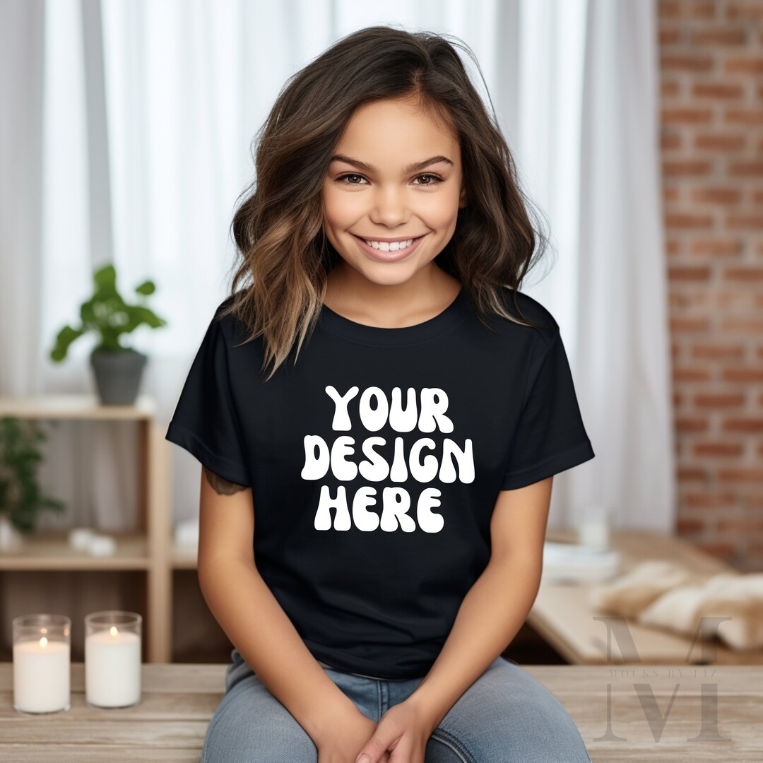 Gildan G500L Black T Shirt Mockup Oversized Tshirt Mock up Woman Model ...