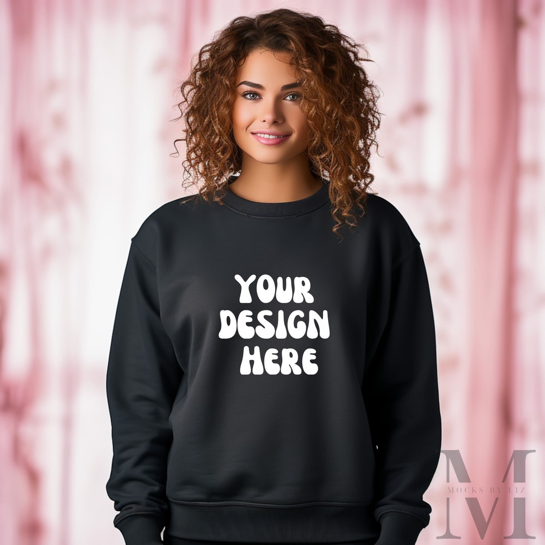 Sweatshirt Mockup Gildan 18000 Black Sweater Mock up Stock Photography ...