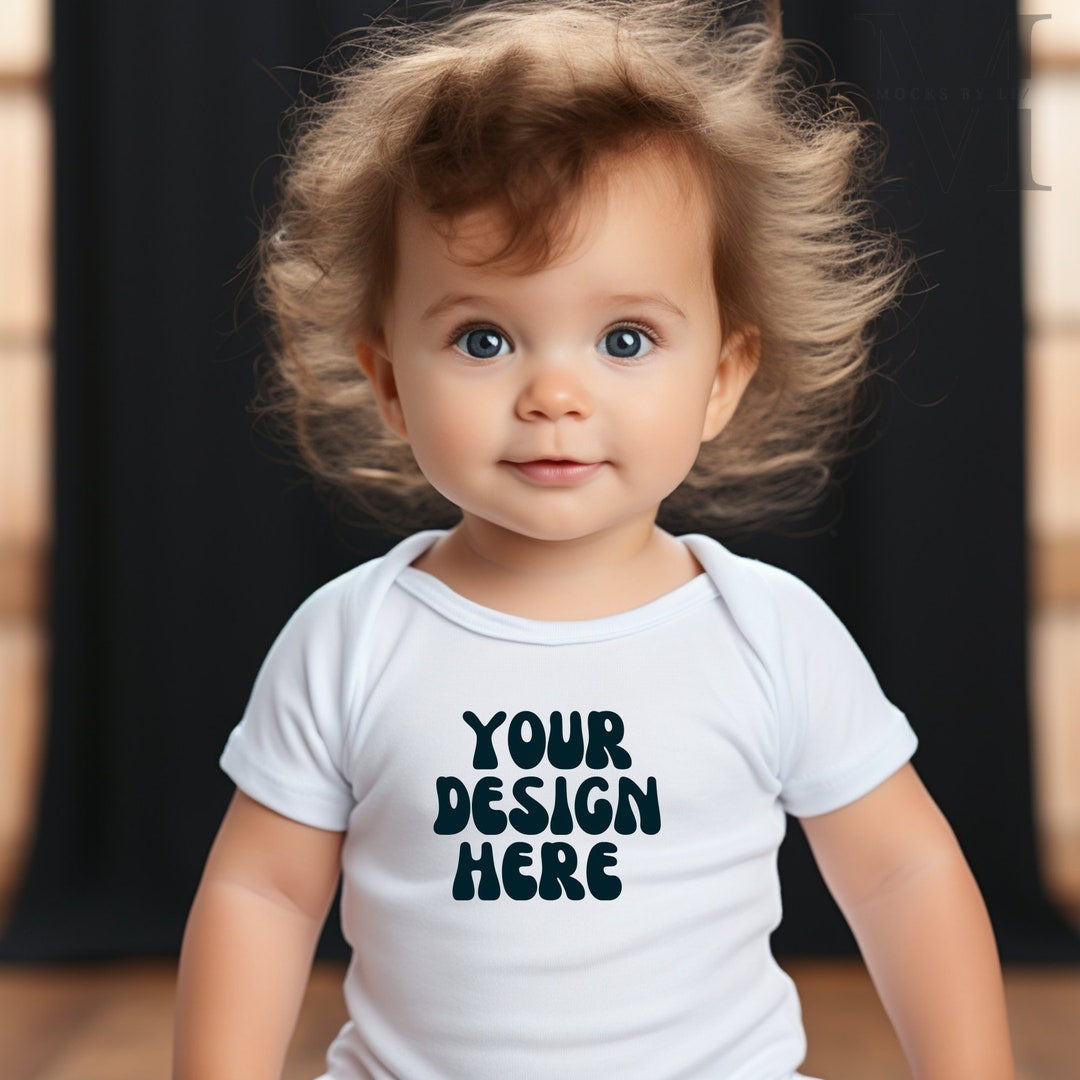 White Baby Bodysuit Mockup Rabbit Skins 4400 Mockup Baby Clothes Mockup ...
