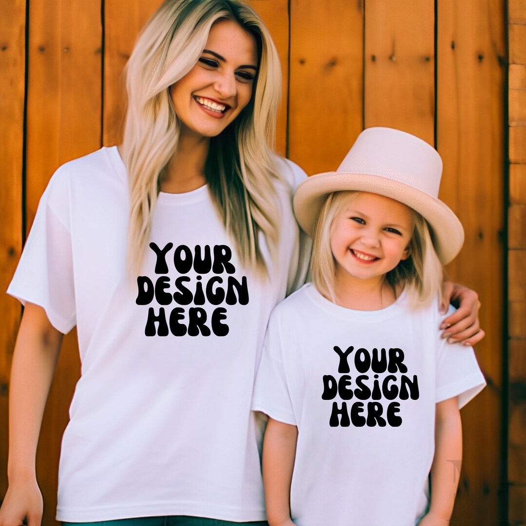 Mama and Mini Mockup Models White Bella Canvas 3001 Tshirt Mock up ...