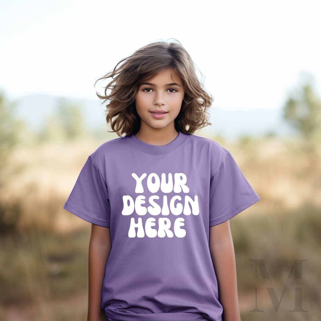 Gildan 5000B T Shirt Mock up Violet T-shirt Mockup Scene Kids Digital ...