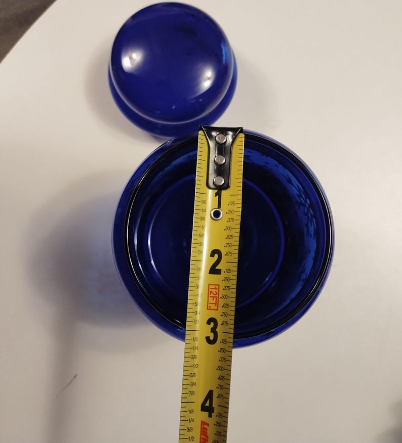 VTG Libbey Cobalt Blue Glass Snowflake Canister Apothecary Jar 7 ...