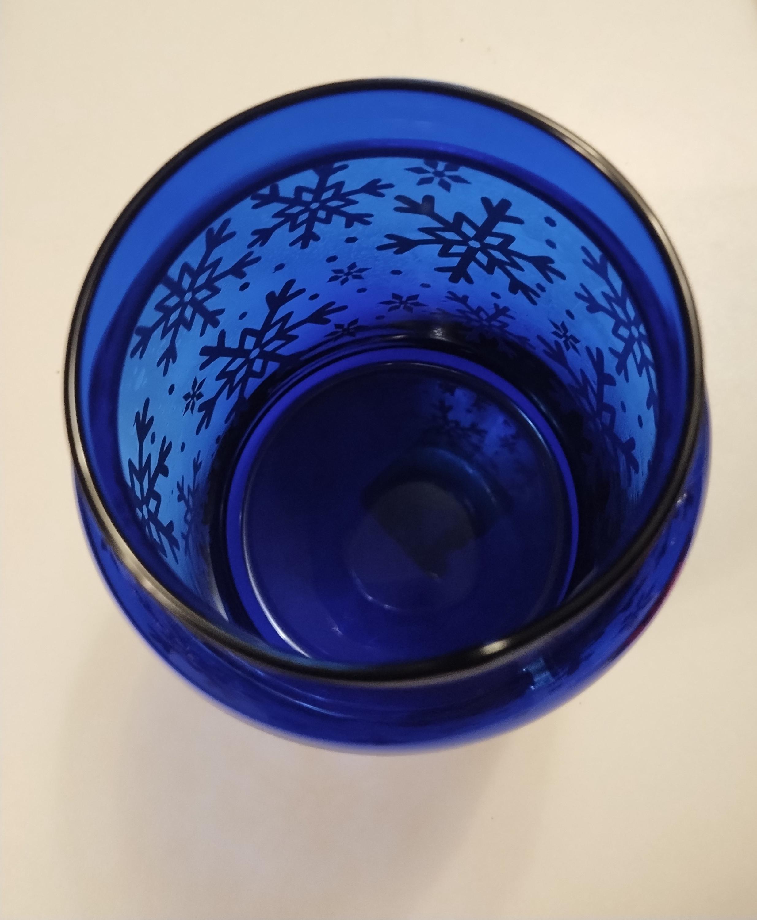 VTG Libbey Cobalt Blue Glass Snowflake Canister Apothecary Jar 7 ...