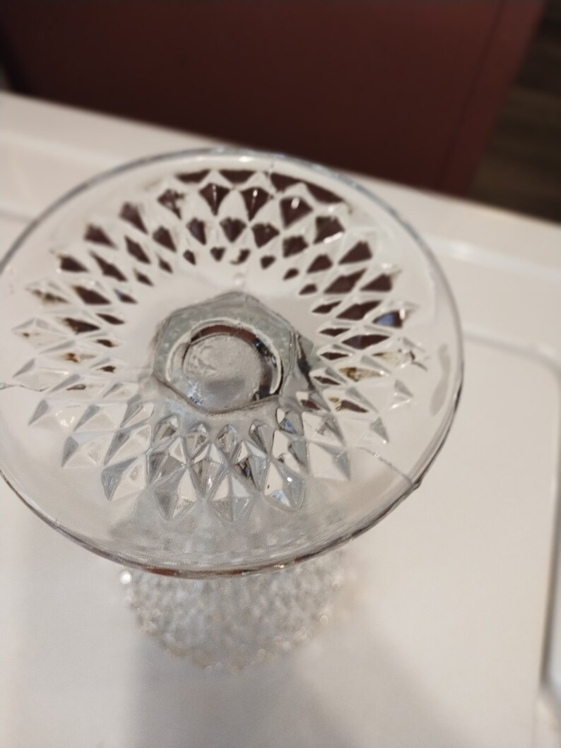 Vintage Indiana Crystal Glass Diamond Point Pattern Vase 8" Tall - Etsy