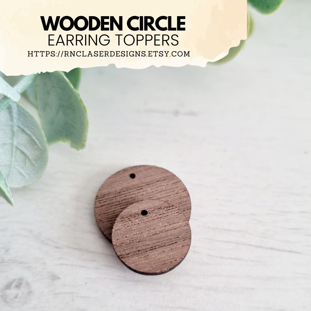 Walnut Wood Earring Toppers Blank Round Circle Boho Earrings Stud and ...