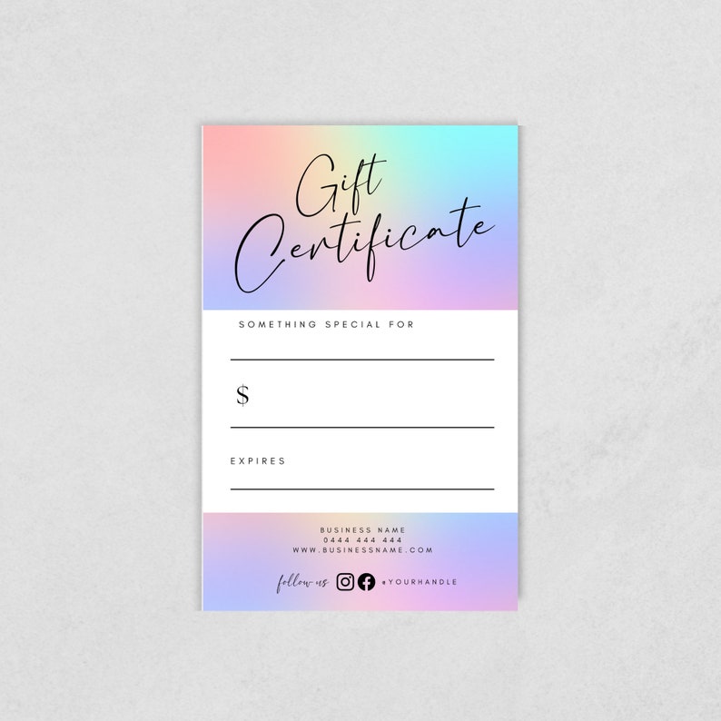 Editable Gift Certificate: Instant Download Print Yourself - Etsy