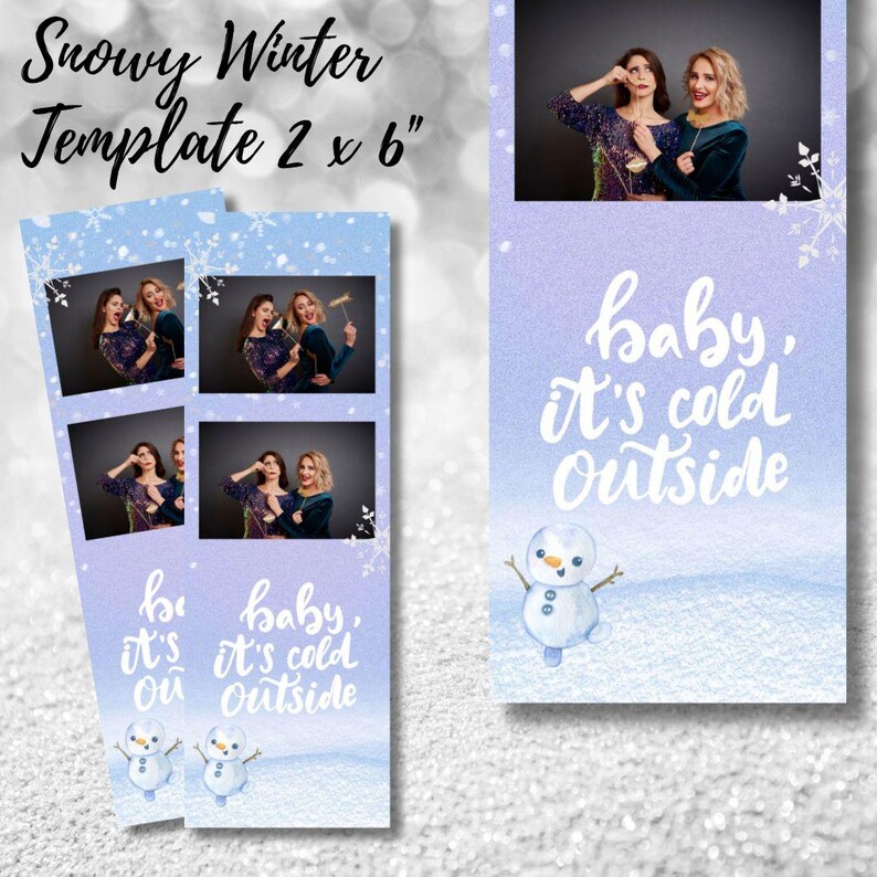 Snowy Winter Photo Booth Template - Etsy