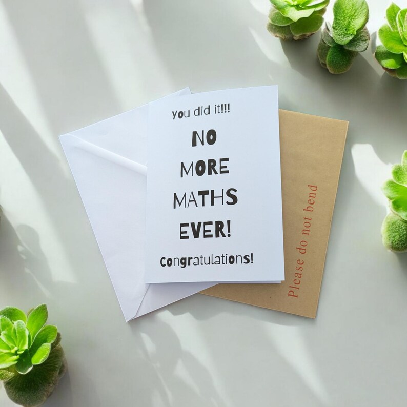 Personalized A5 Congratulations Card Humourous No More Maths Ever ...