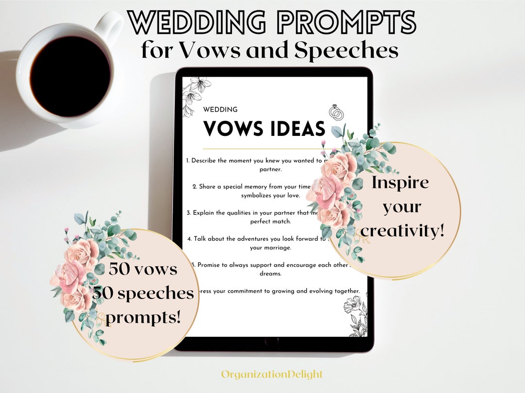 Digital Wedding Prompts Ideas - 50 Vows & 50 Wedding Speeches Prompts ...