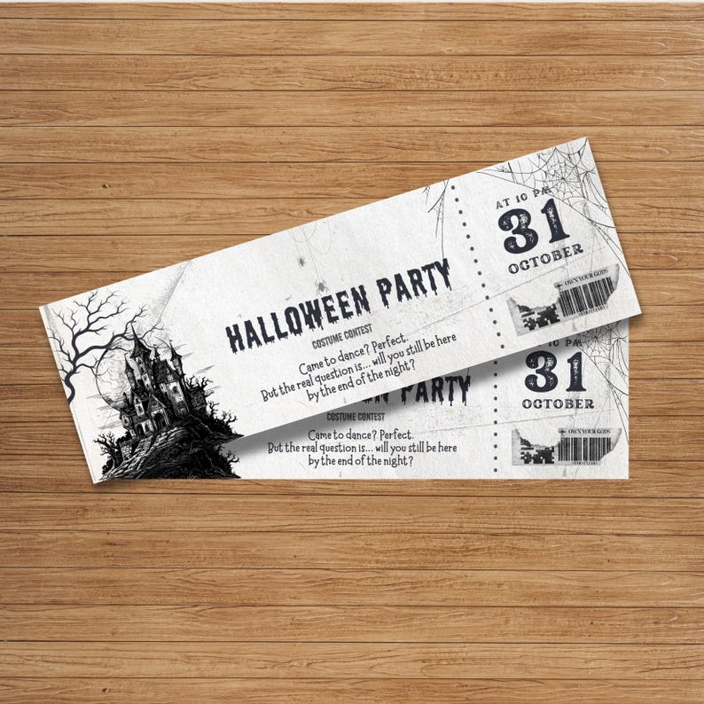 Editable Halloween Party Ticket Template | Spooky Event Invitation ...