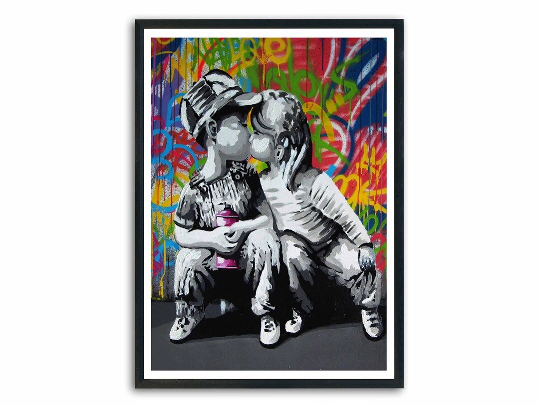 Banksy Kiss Graffit Printable Download, Kids Sweet Street Art Poster ...