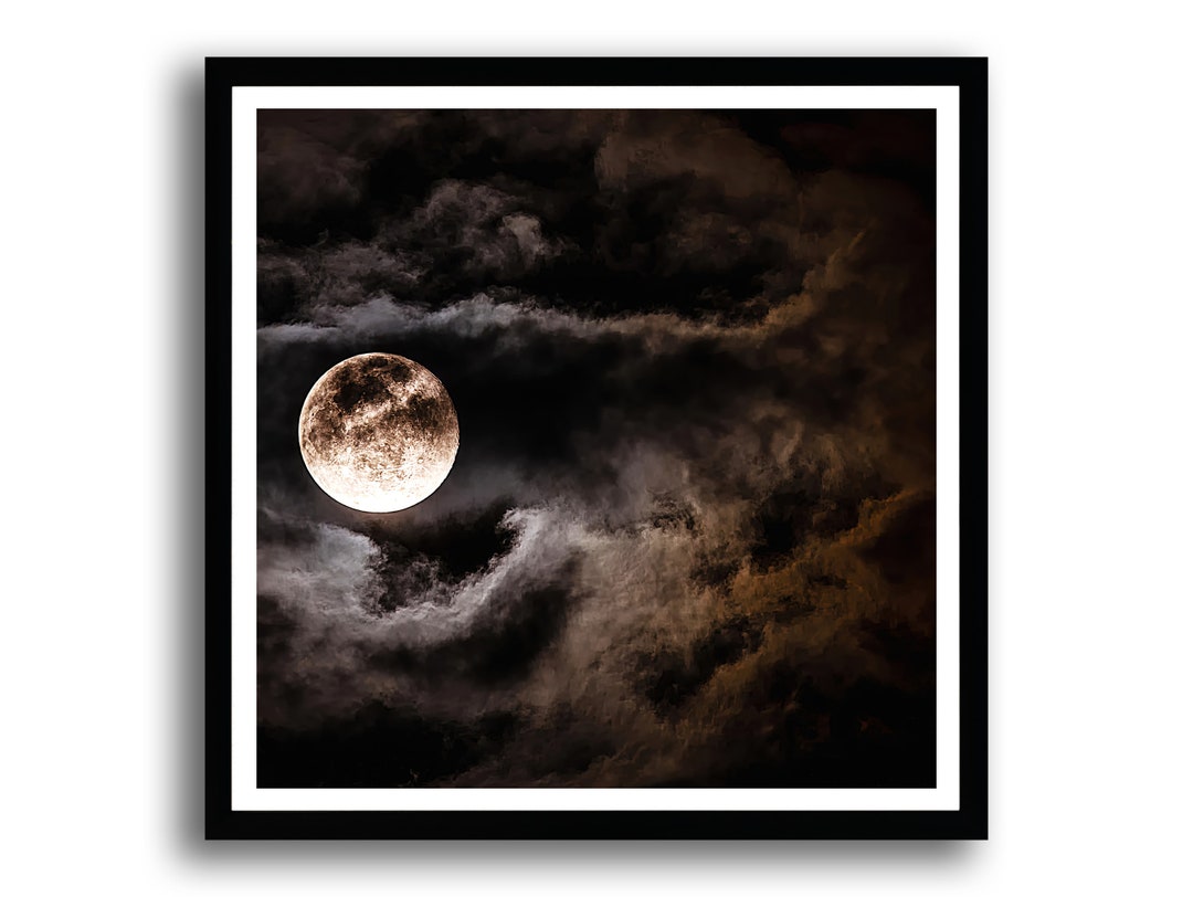 Moon Printable Download, Full Moon Wall Art, Night Sky Canvas, Living ...