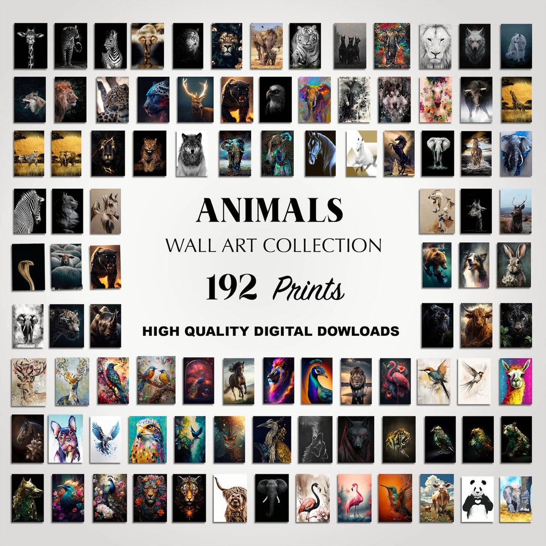 Bundle of 192 Pcs Animal Posters Animal Print Digital Download Animal ...