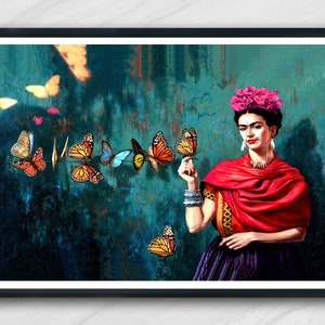 Frida With Butterflies Digital Downloads Image Printable Wall Art,frida ...