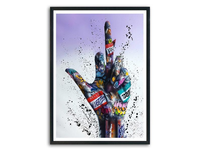 Middle Finger Printable Download, Graffiti Hand, Banksy Painting, Pop ...