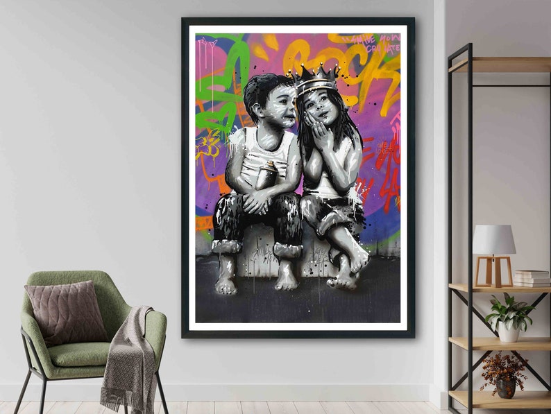 Banksy Two Children Urban Printable Download, Banksy Street Art ...