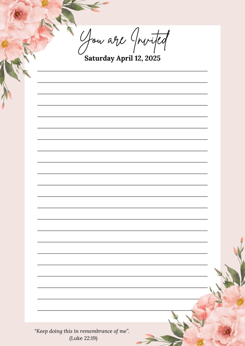 2025 Memorial Invitation | JW Letter Writing Printable | JW Stationery ...