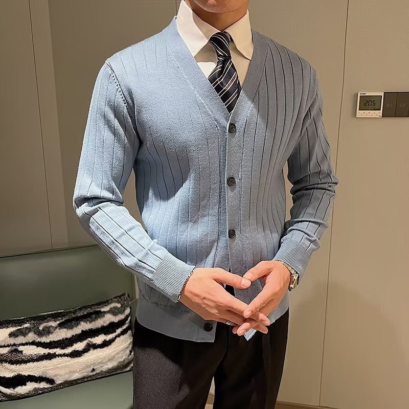 Autumn Winter Men Solid Cardigan, Korean Japanese Style Sweater, Button ...