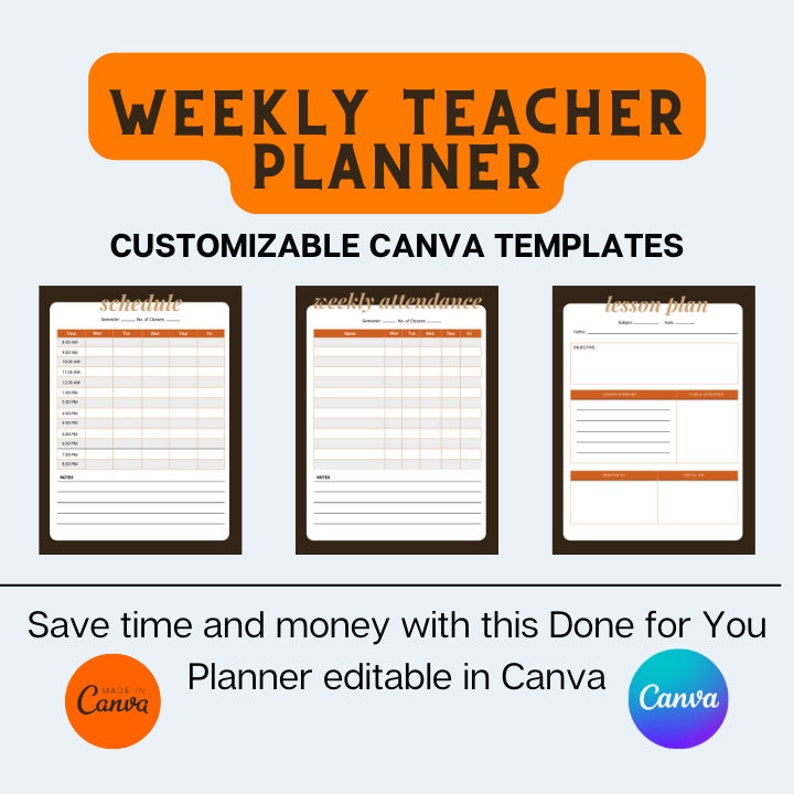 Weekly Teacher Planner Canva Template Editable / Commercial Use - Etsy