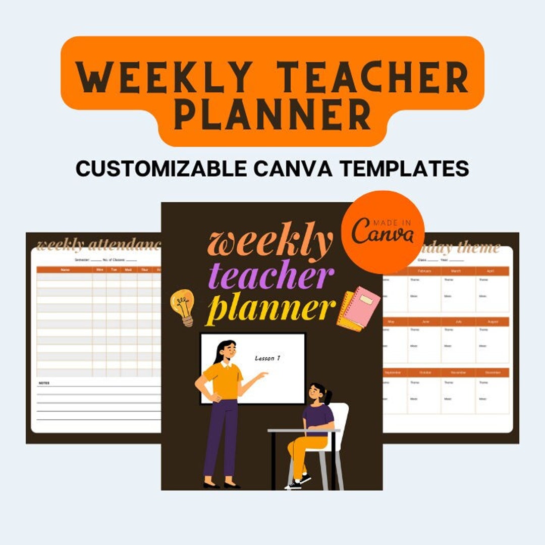 Weekly Teacher Planner Canva Template Editable / Commercial Use - Etsy