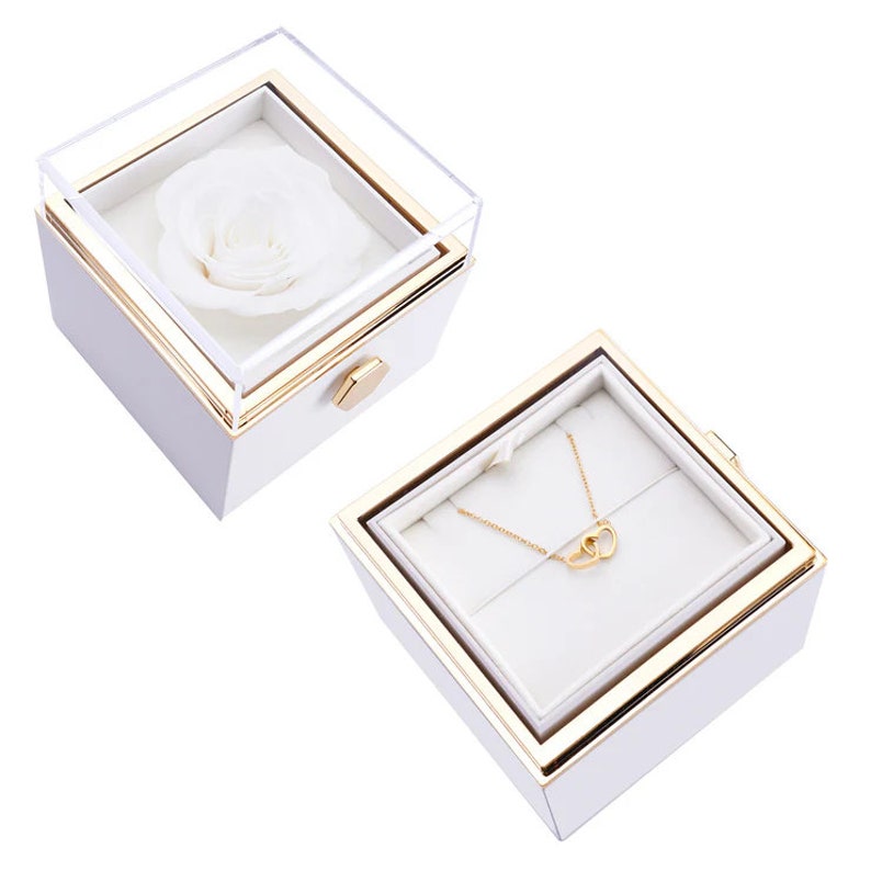 Eternal Rose Box, Custom Engraved Necklace Gift, Preserved Real Rose ...