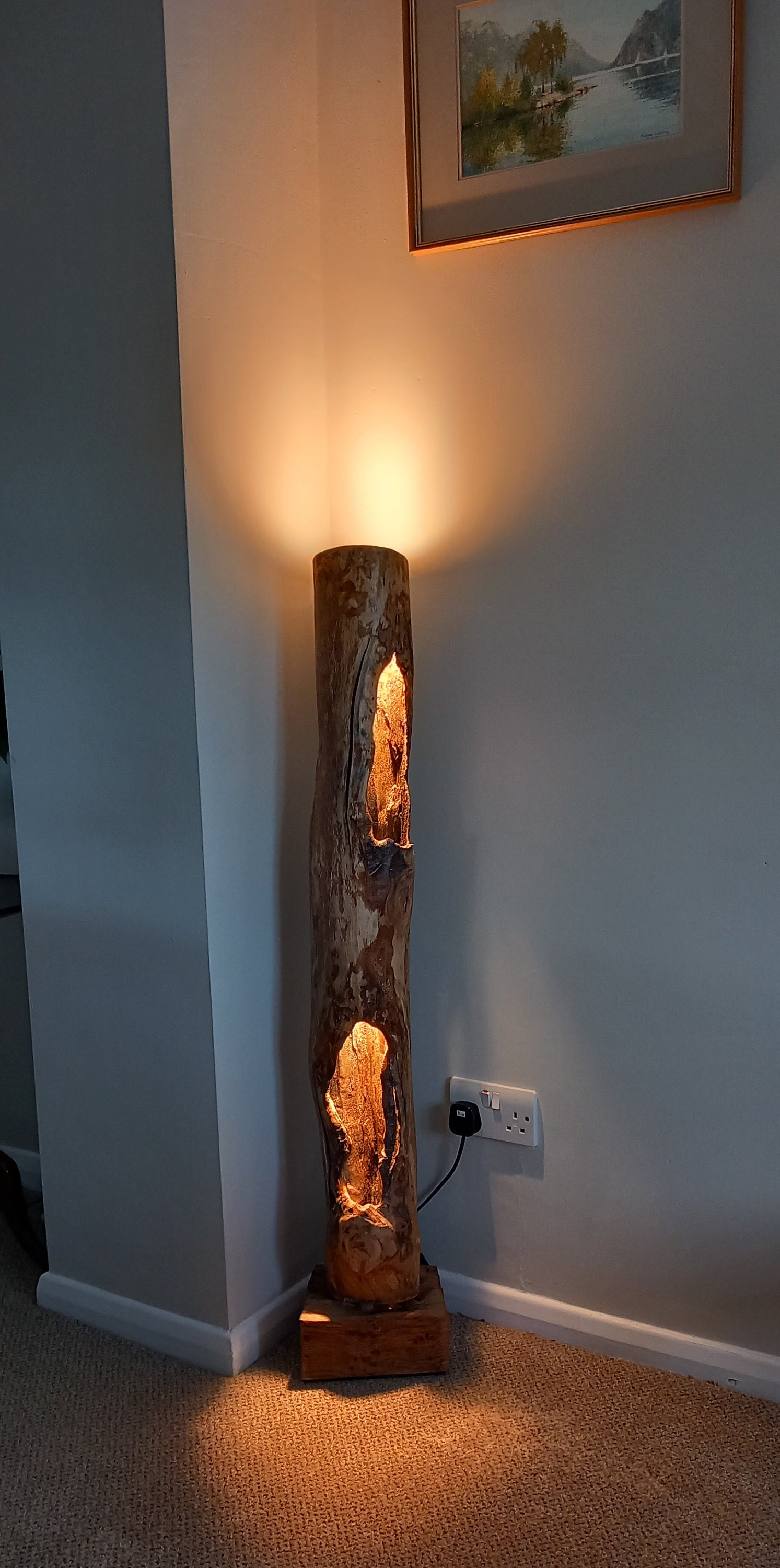 SOLD .....wooden Floor Corner Lamp. Similar Available. - Etsy UK