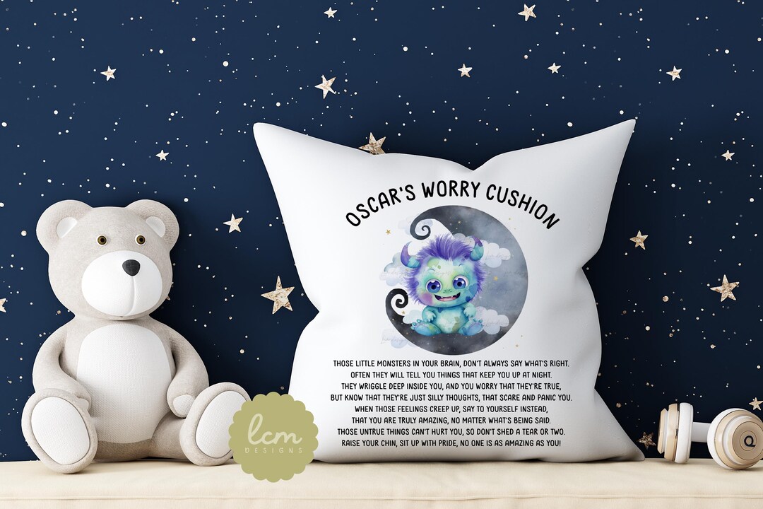 Worry Cushion / Worry Monster Cushion / Personlised Children's Mental ...